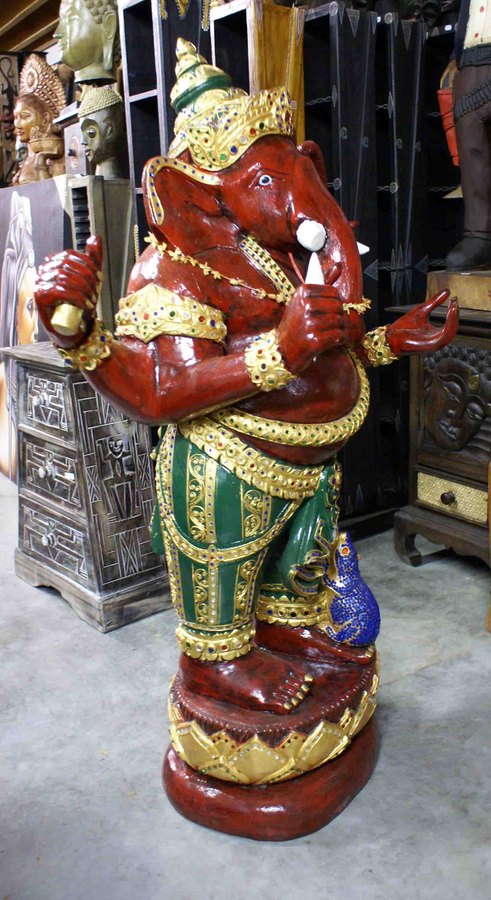 sculpture de GANESH en bois - H: 112 cm
