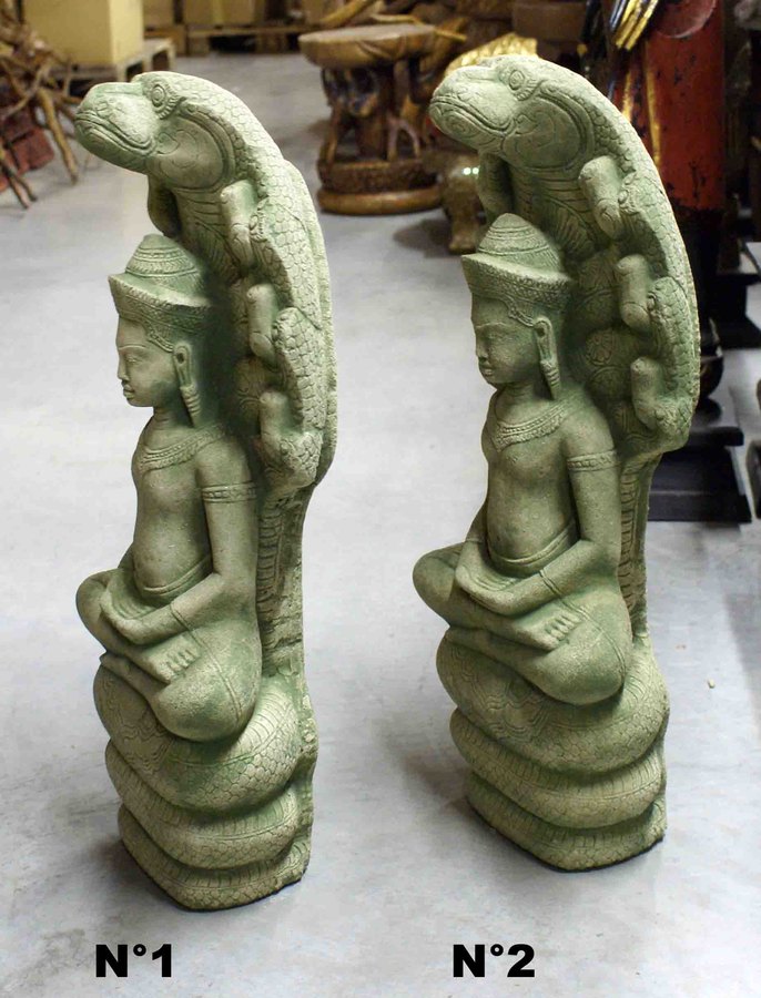 statue de SHIVA COBRA en pierre de sable - H: 61 cm