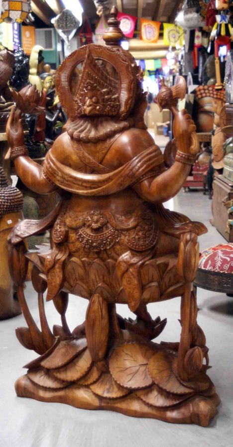 Magnifique statue de Ganesh sculptée en bois - H: 103 cm